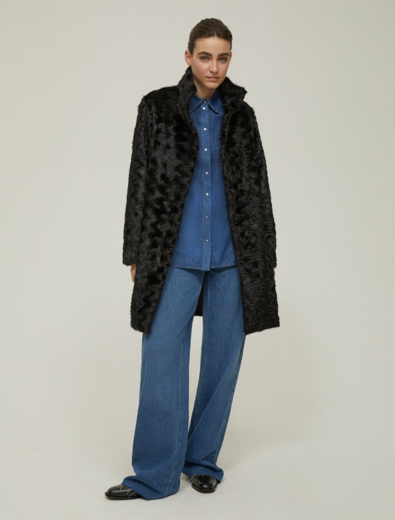 PennyBlack Black Fake Astrakhan Coat Alabama – No.14 at Mulberry Silks